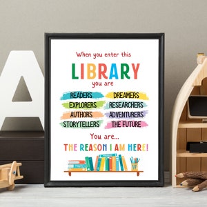 Welcome Library School Sign Classroom Decor Printable School - Etsy