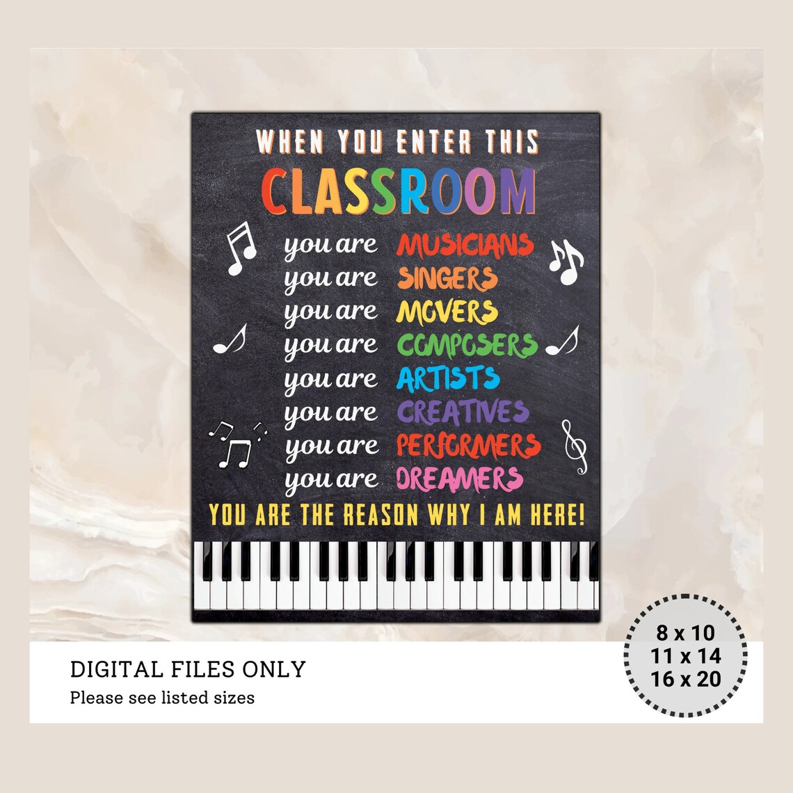 Music Teacher Classroom Printable Poster, Classroom Decor, Music ...