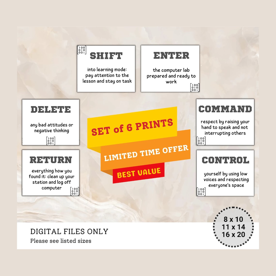 Computer Lab Poster Set of 6 Classroom Decor INSTANT - Etsy