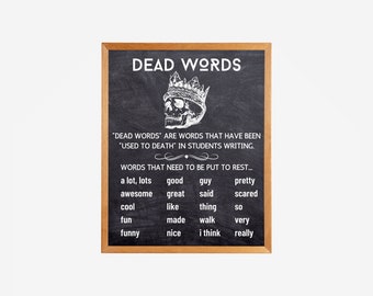 Dead Words English Classroom Decor, Gothic English Class Printable ...