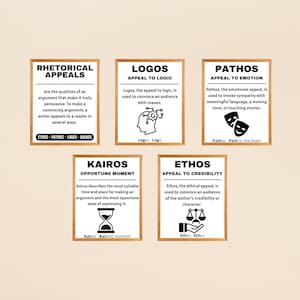 Set of 5 Ethos Pathos Logos Kairos, Rhetorical Appeals, English Reading ...