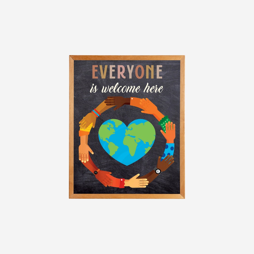 Skin Tone Love Poster | Everyone is Welcome Here Inclusive Art | Anti ...