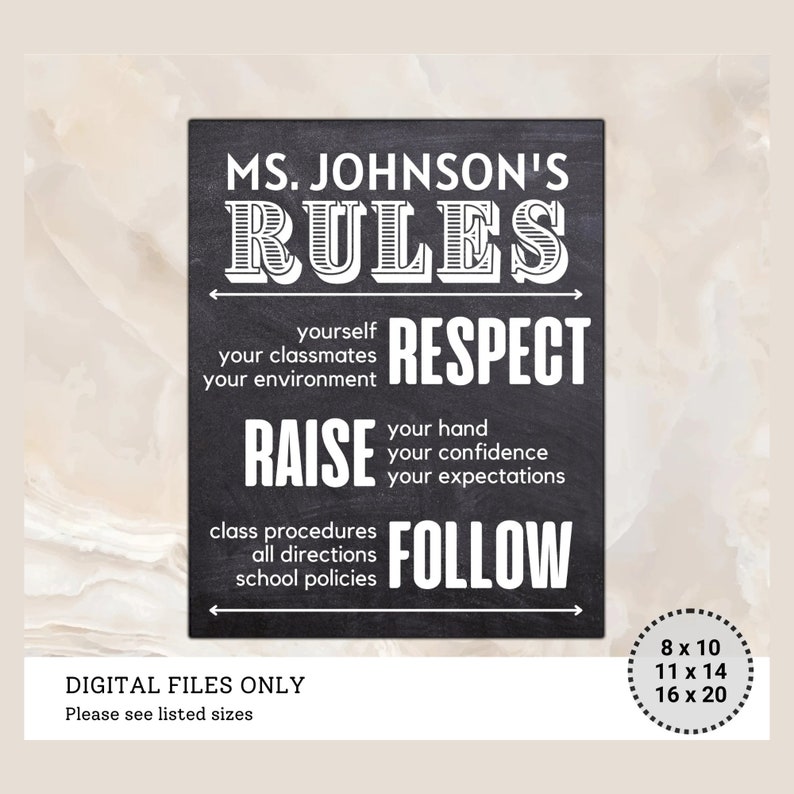 PERSONALIZED Classroom Expectations, High School Teacher Printable ...