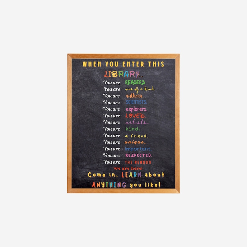 School Library Classroom Poster, Colorful Librarian Decor, Technology ...