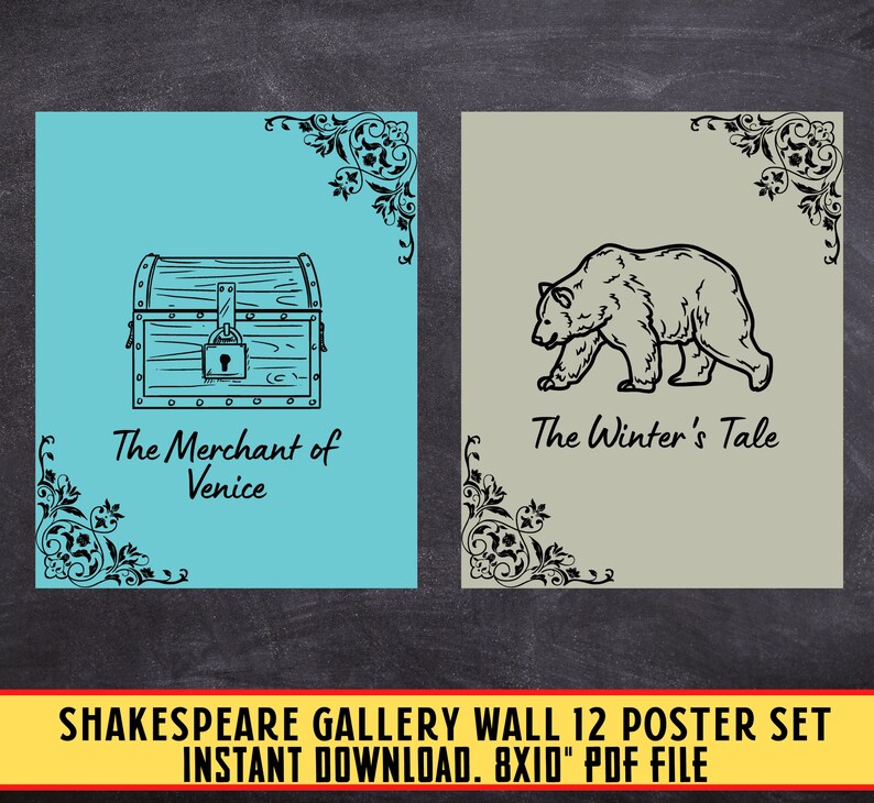 Set of 12 Shakespeare Gallery Wall English Class Classroom - Etsy