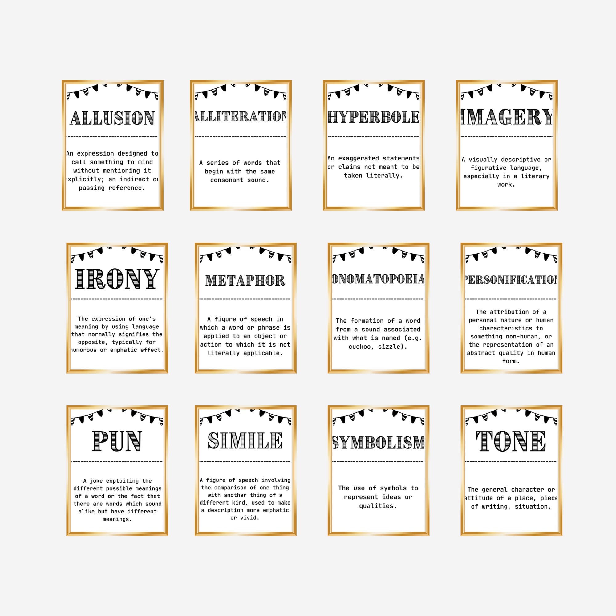 Literary Devices Posters, Writing Elements Art, English Classroom ...