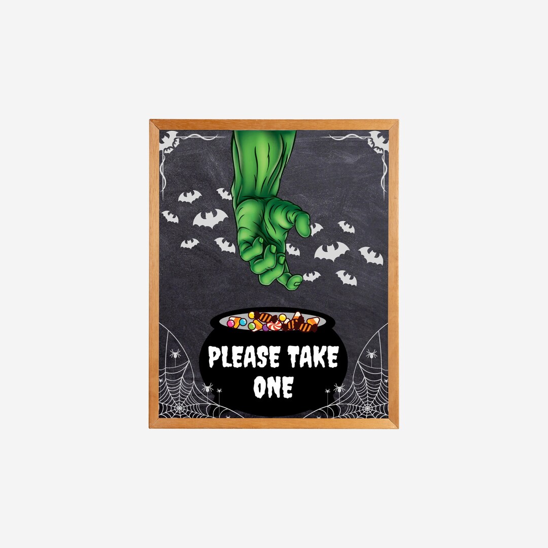 Please Take One Halloween Candy Sign, INSTANT DOWNLOAD Chalkboard ...