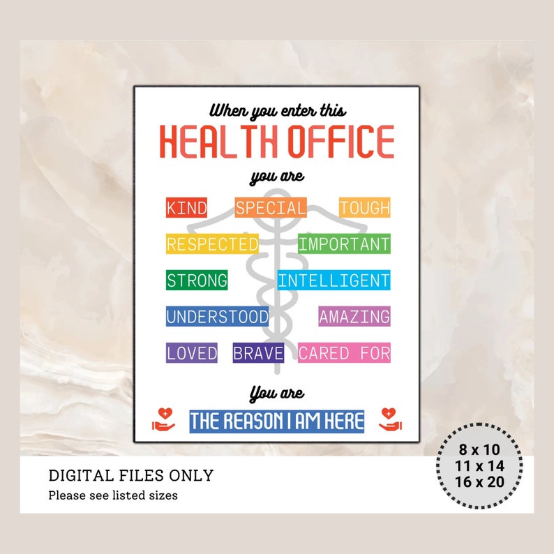 Printable School Health Office Poster, Pediatric Clinic Decor Printable ...