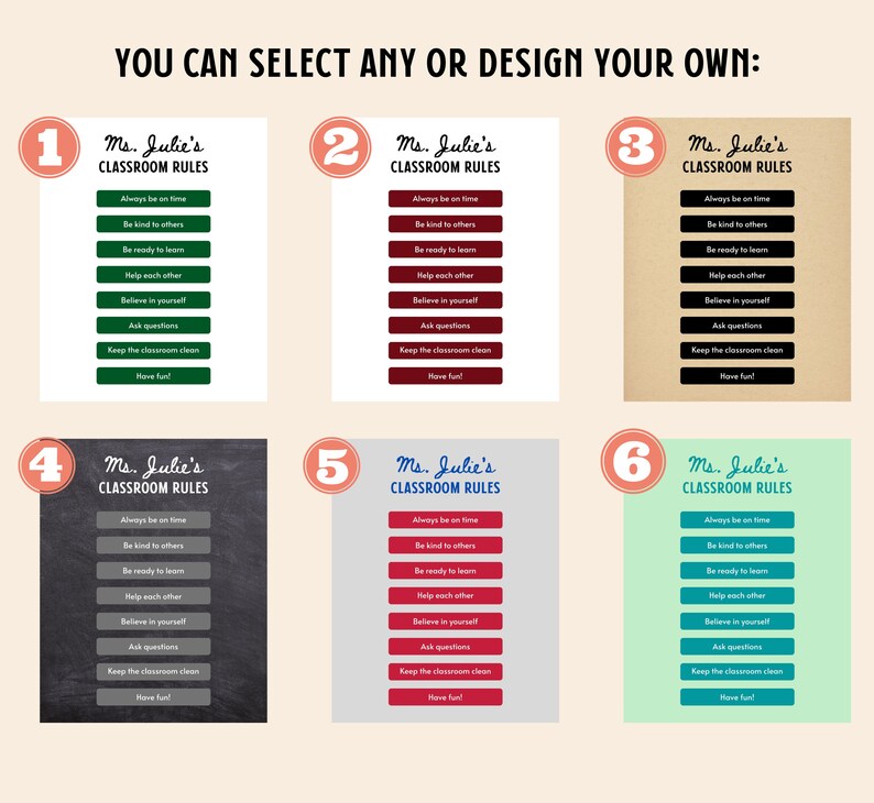 Classroom Rules Personalized Teacher Printables Custom - Etsy