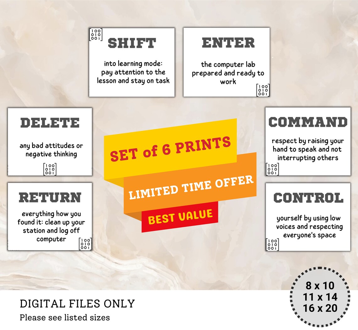 Computer Lab Poster Set of 6 Classroom Decor INSTANT - Etsy