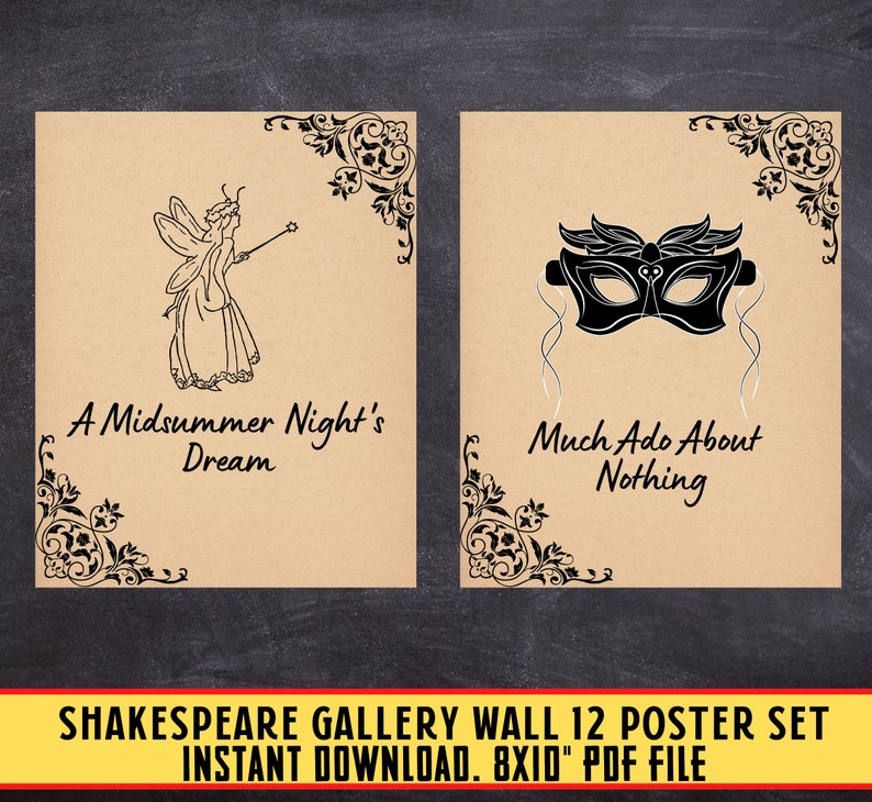 Shakespeare Gallery Wall Classroom Art Shakespeare Plays - Etsy