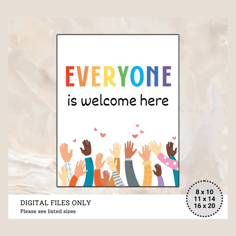 Everyone is Welcome Here Poster, Sign School Counselor Office, Decor ...