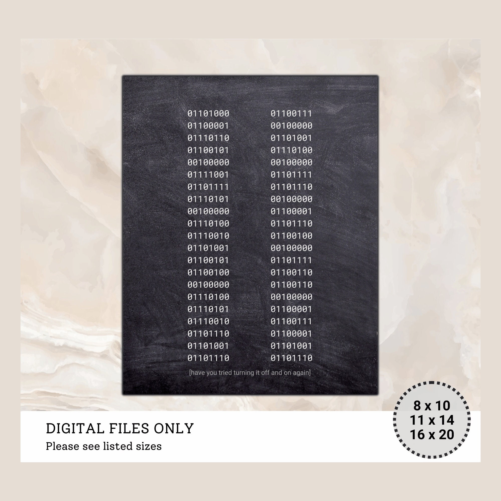 Have You Tried Turning It off and on Again Poster, Binary Code ...