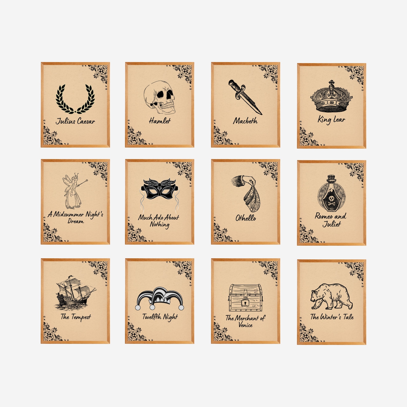 Shakespeare Gallery Wall, Classroom Art, Shakespeare Plays Posters ...