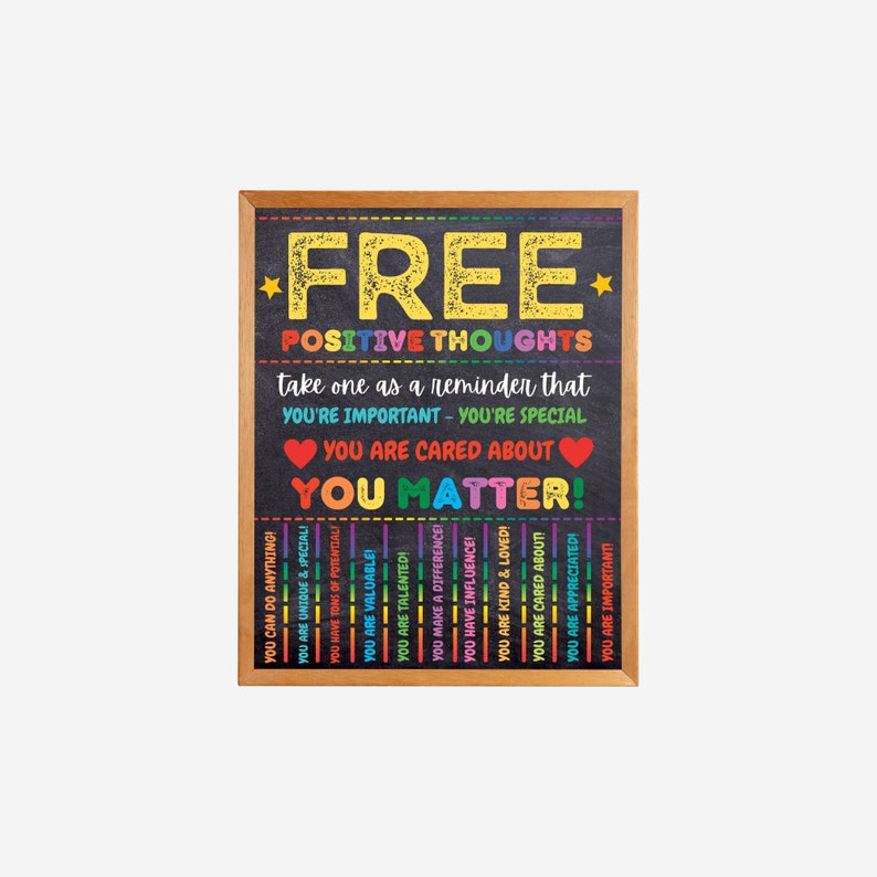 School Counselor Door Sign, Positive Thoughts Tear off Flyer, Classroom ...