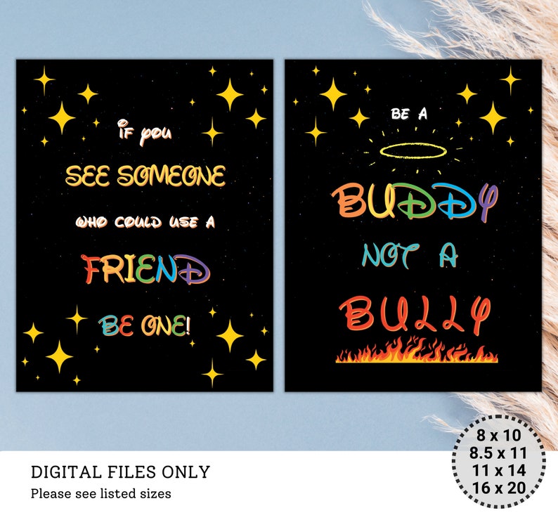 Anti Bully Poster Set Classroom Decor Counselor Office - Etsy