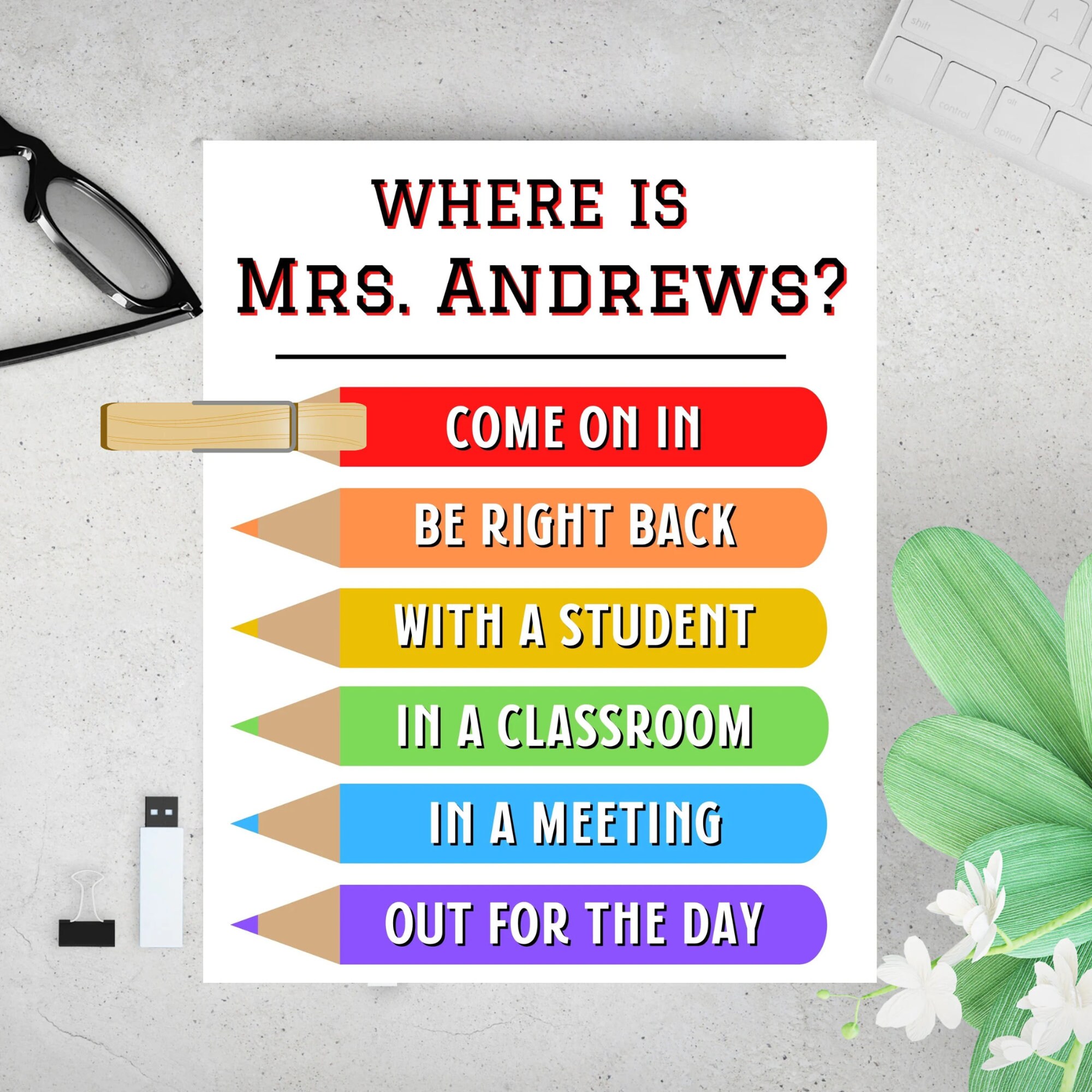 PERSONALIZED Teacher Door Sign Classroom Door Sign, Where's the Teacher ...