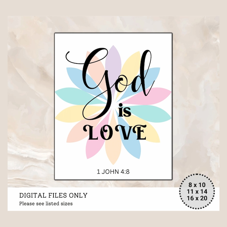 God is Love, Bible Verse Print, Scriptures Wall Art, Christian Poster ...