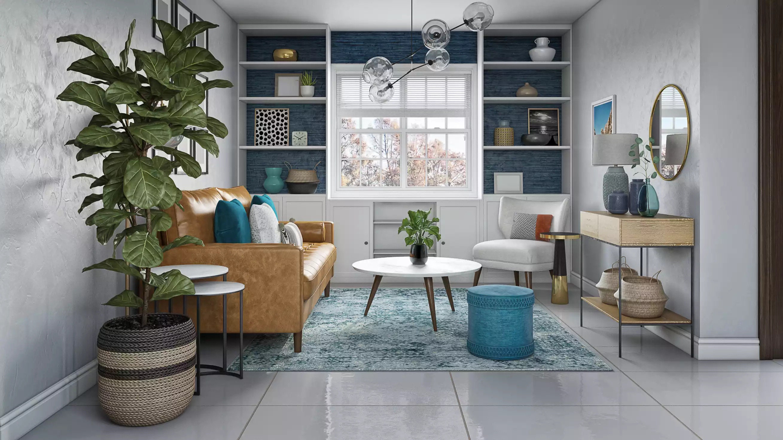 Zoom Background, Virtual Living Room Bookshelves, Zoom Digital ...