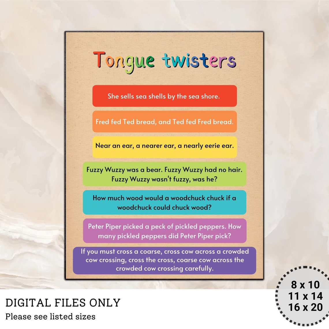 Tongue Twisters Printable, Wall Art, Fun Modern Classroom Decor ...