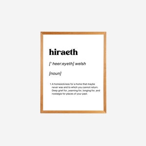 Hiraeth Definition Poster, Welsh Gift Idea, Office Decoration, Welsh ...