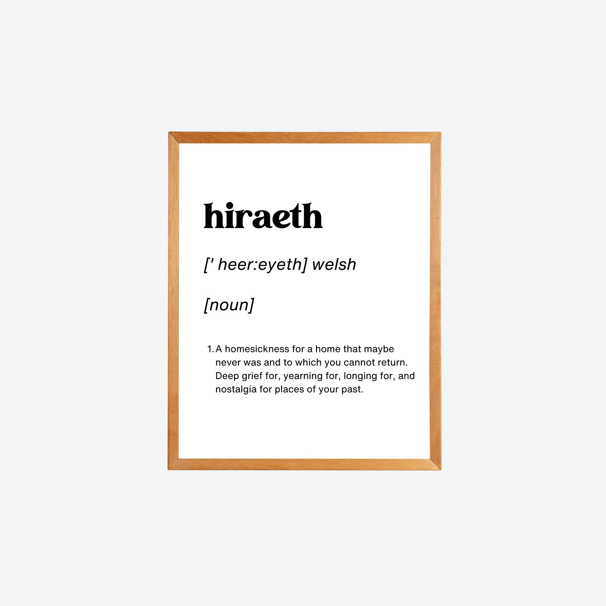 Hiraeth Definition Poster, Welsh Gift Idea, Office Decoration, Welsh ...