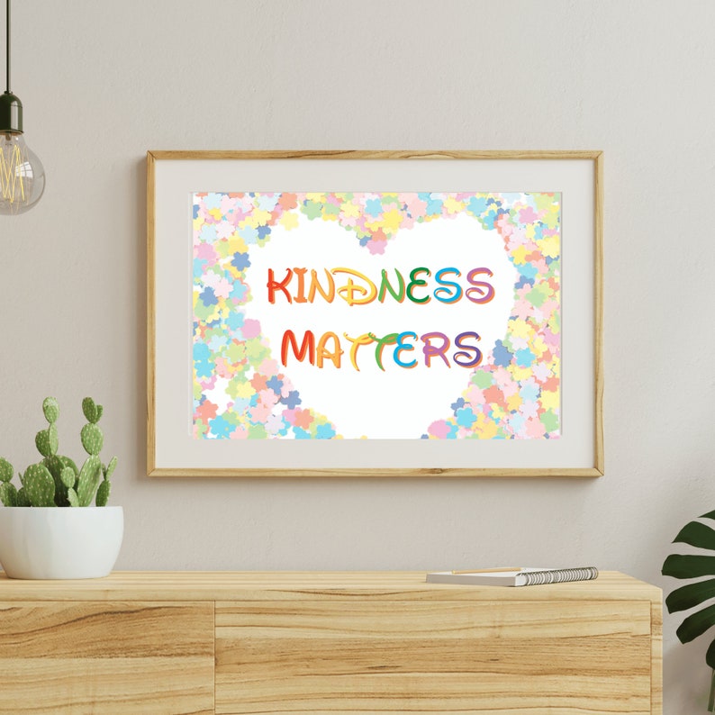 Printable Wall Art, Kindness Matters, Floral Office Decor, Printable ...