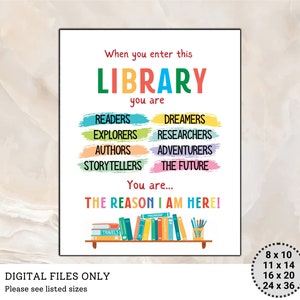 Welcome Library School Sign Classroom Decor Printable School - Etsy