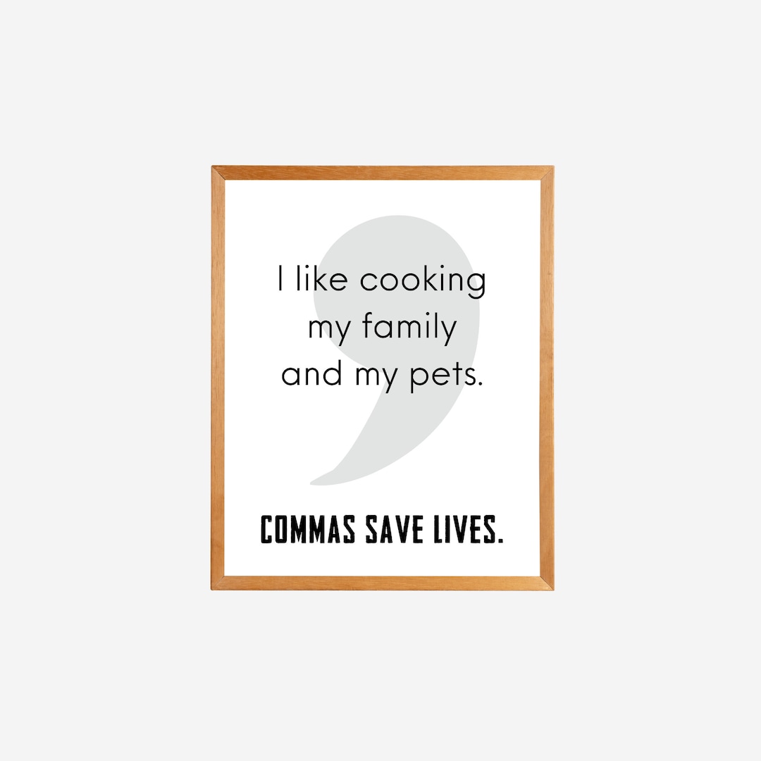 Funny Comma Poster, Writing Help Poster, English Teacher Gift ...