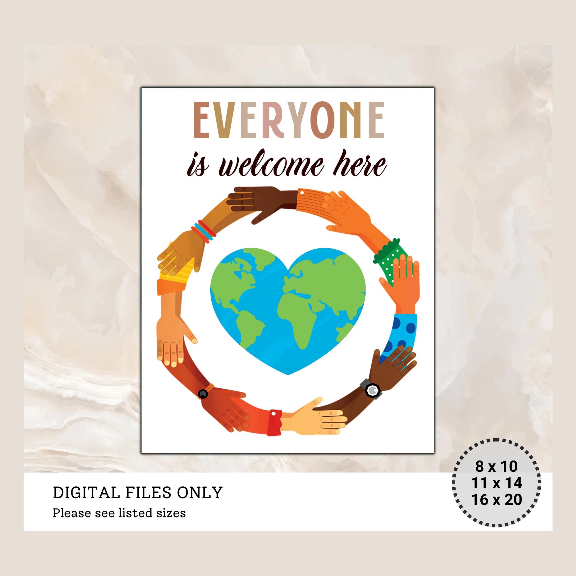 Everyone is Welcome Here | Heart Earth Sign | Equality Poster ...
