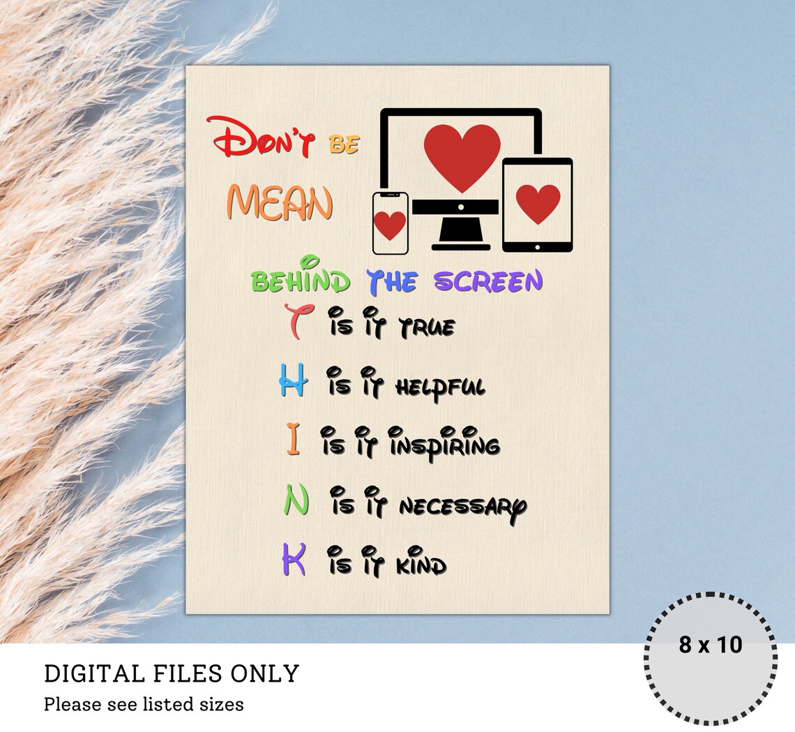 PRINTABLE Anti Cyber-bullying Poster, Computer Lab School Sign ...