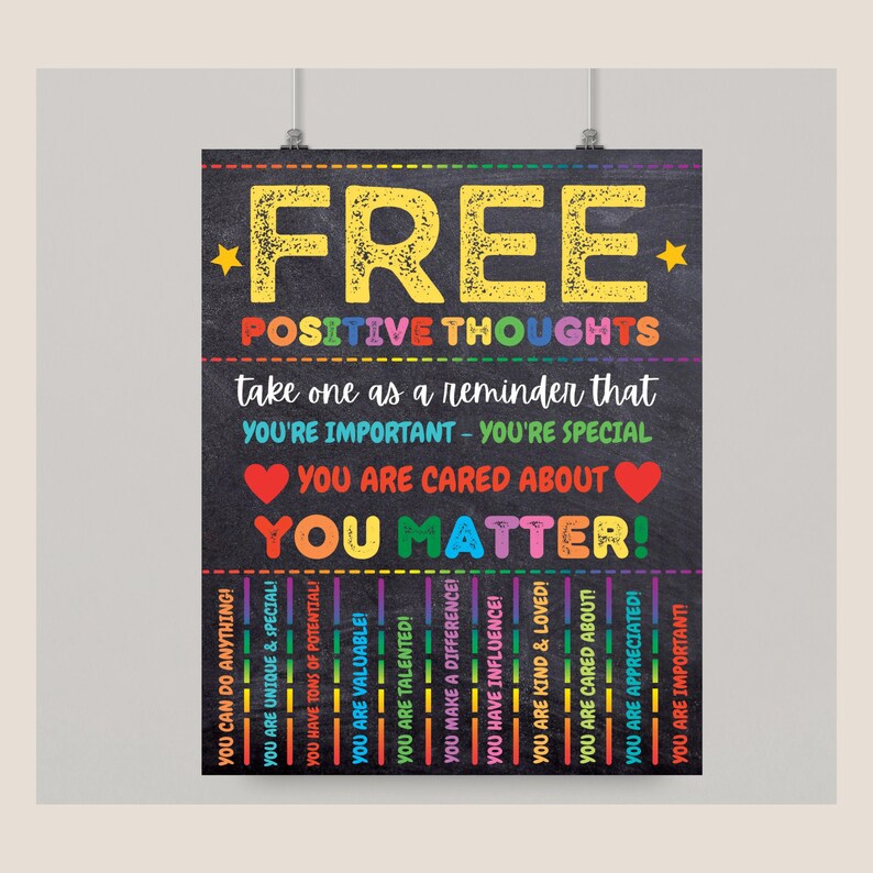 School Counselor Door Sign, Positive Thoughts Tear off Flyer, Classroom ...