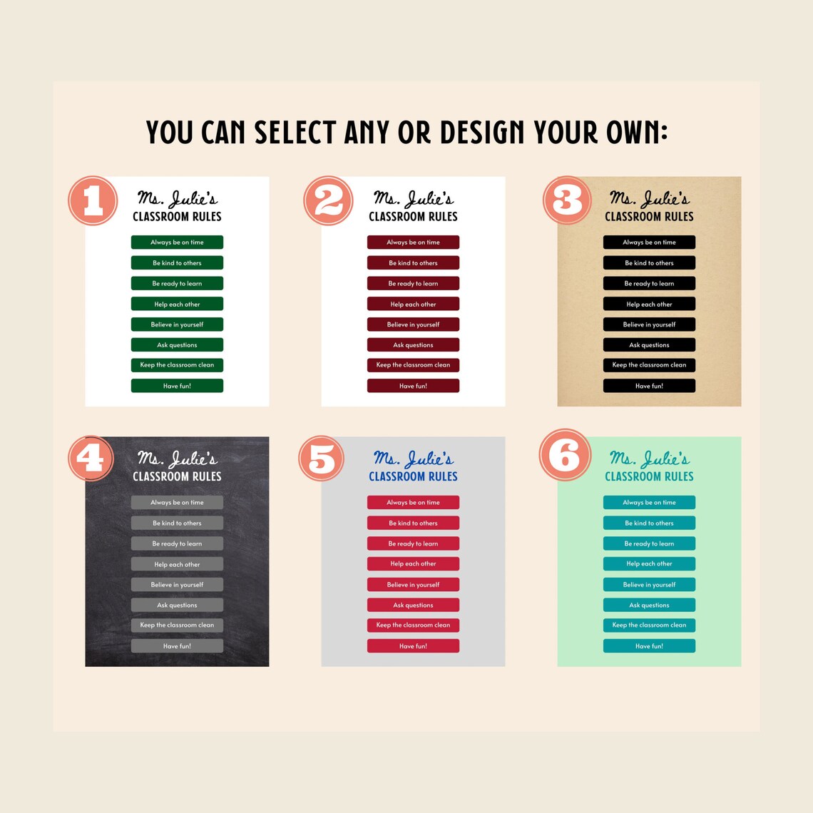 Classroom Rules, Personalized Teacher Printables, Custom Digital Print ...