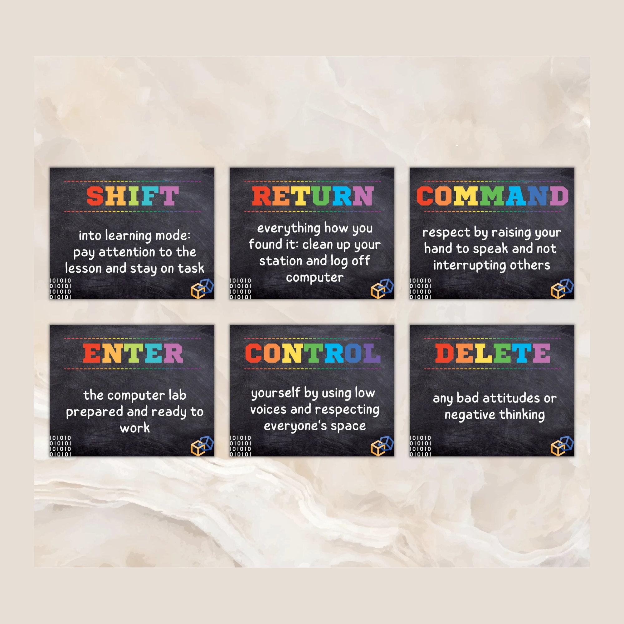 Computer Lab Poster Set of 6, Classroom Decor, INSTANT DOWNLOAD ...