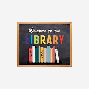 Welcome Library School Sign, Classroom Decor, Printable School Library ...