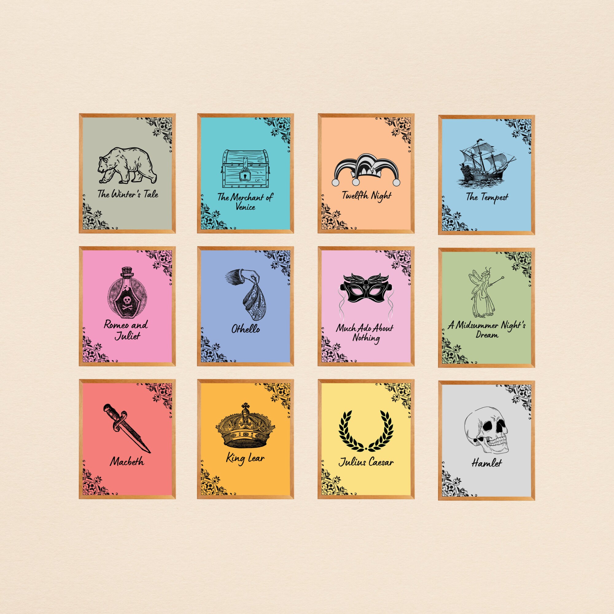 Set of 12 Shakespeare Gallery Wall, English Class, Classroom Art ...