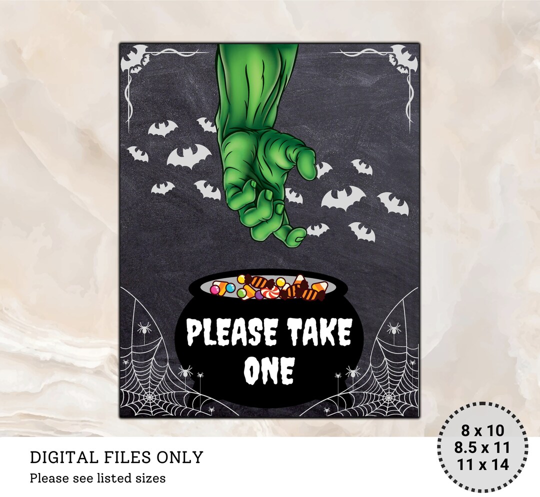 Please Take One Halloween Candy Sign INSTANT DOWNLOAD - Etsy