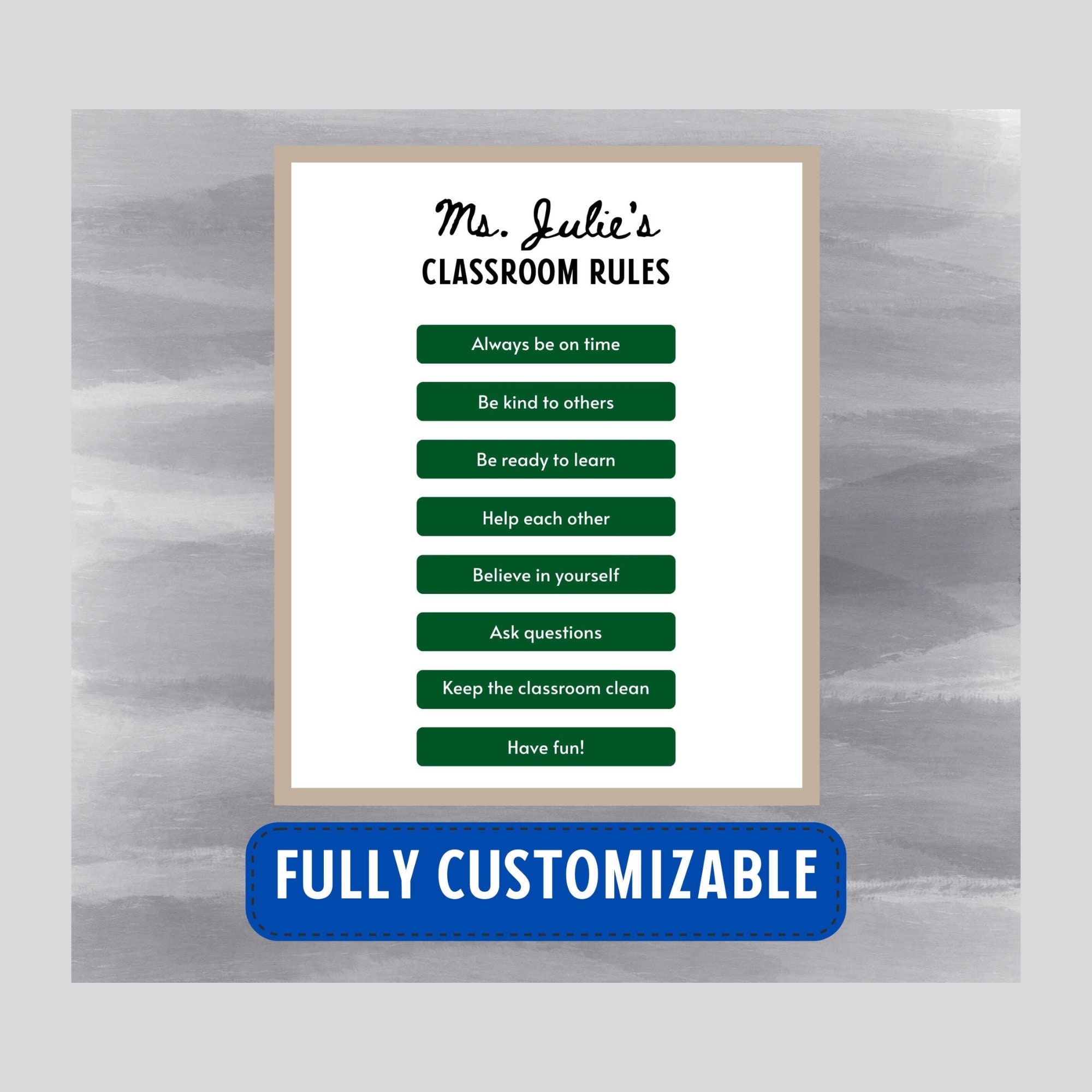 Classroom Rules, Personalized Teacher Printables, Custom Digital Print ...