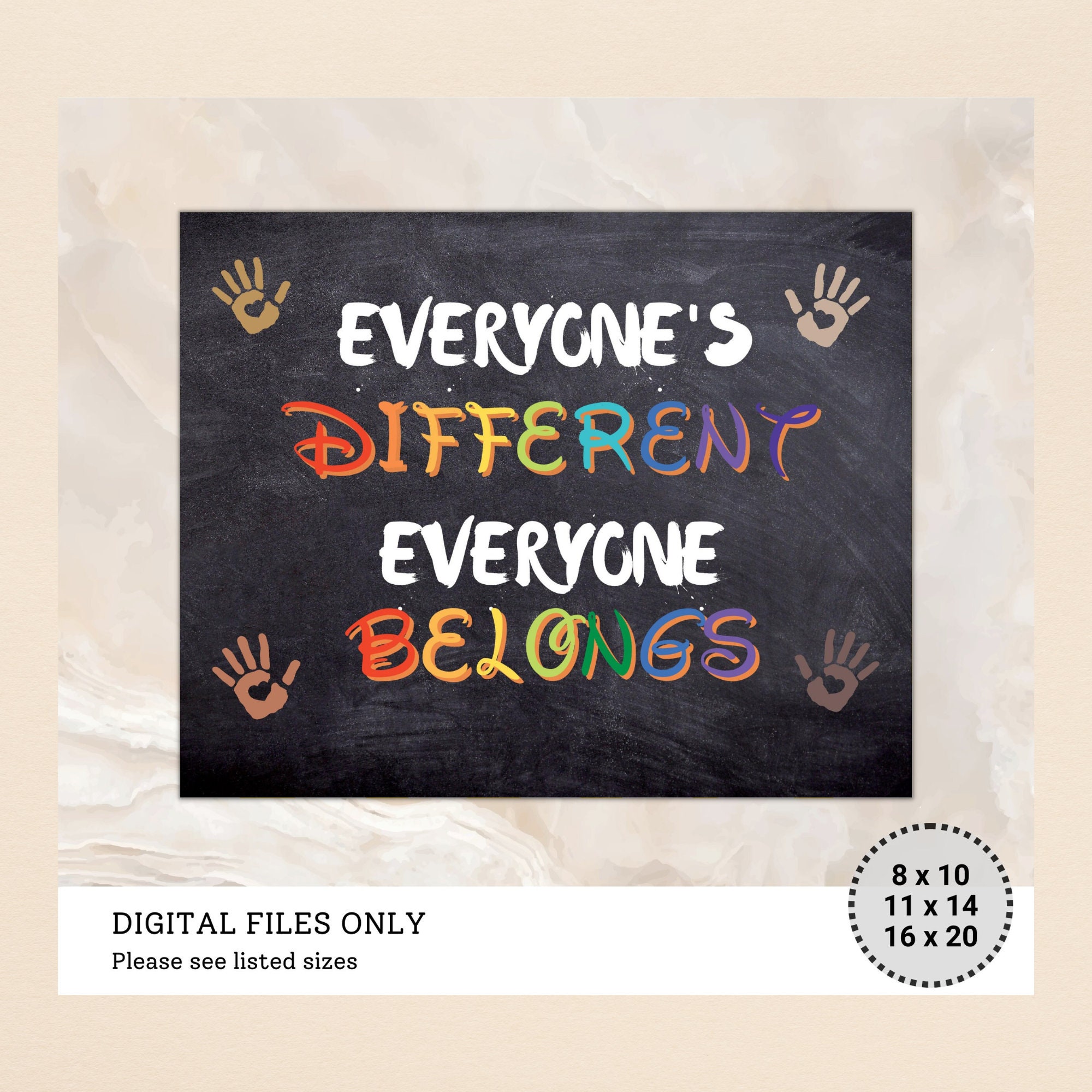 Diversity Poster, Everyone's Belongs Printable Classroom Wall Art ...