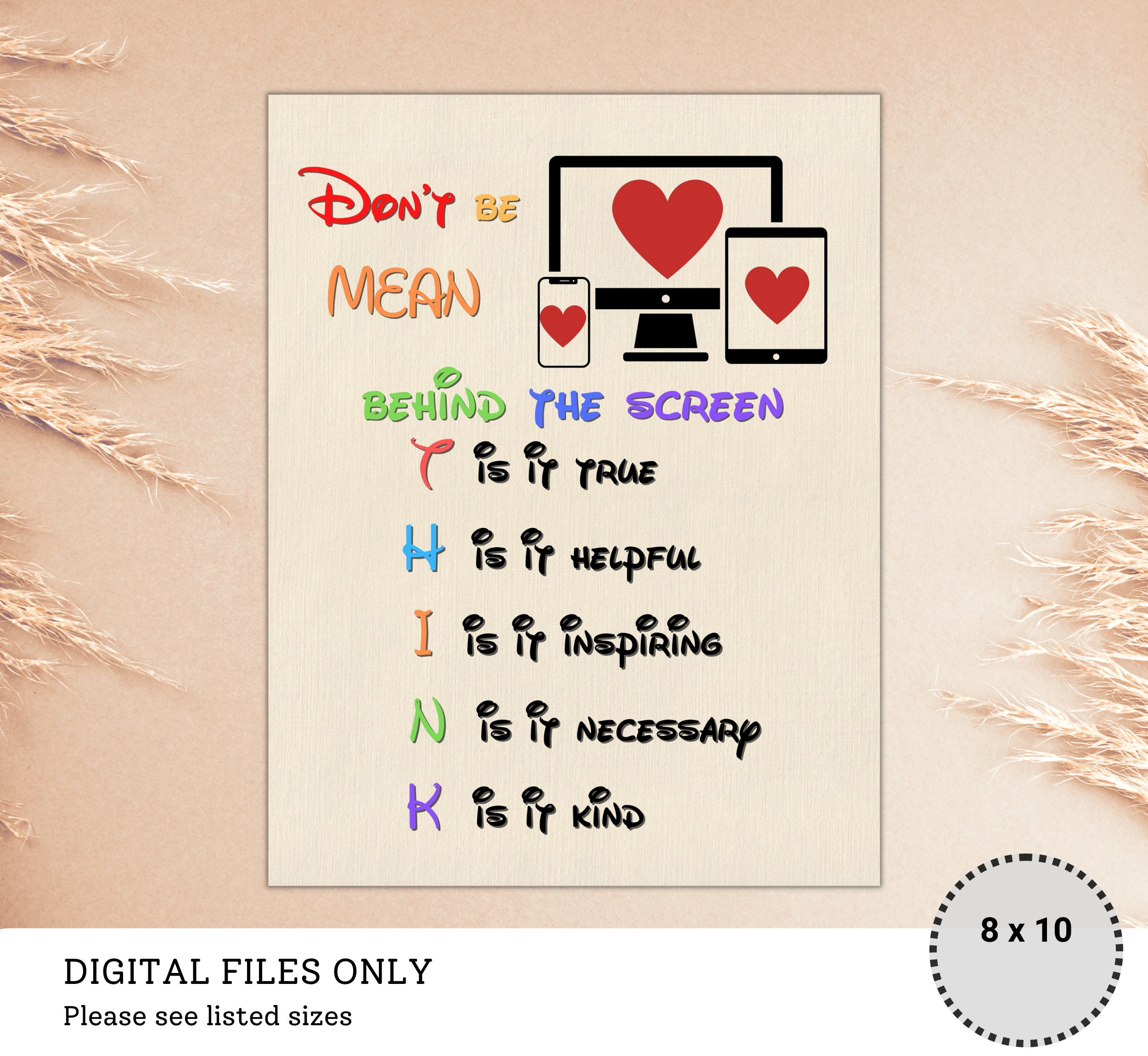 PRINTABLE Anti Cyber-bullying Poster, Computer Lab School Sign ...