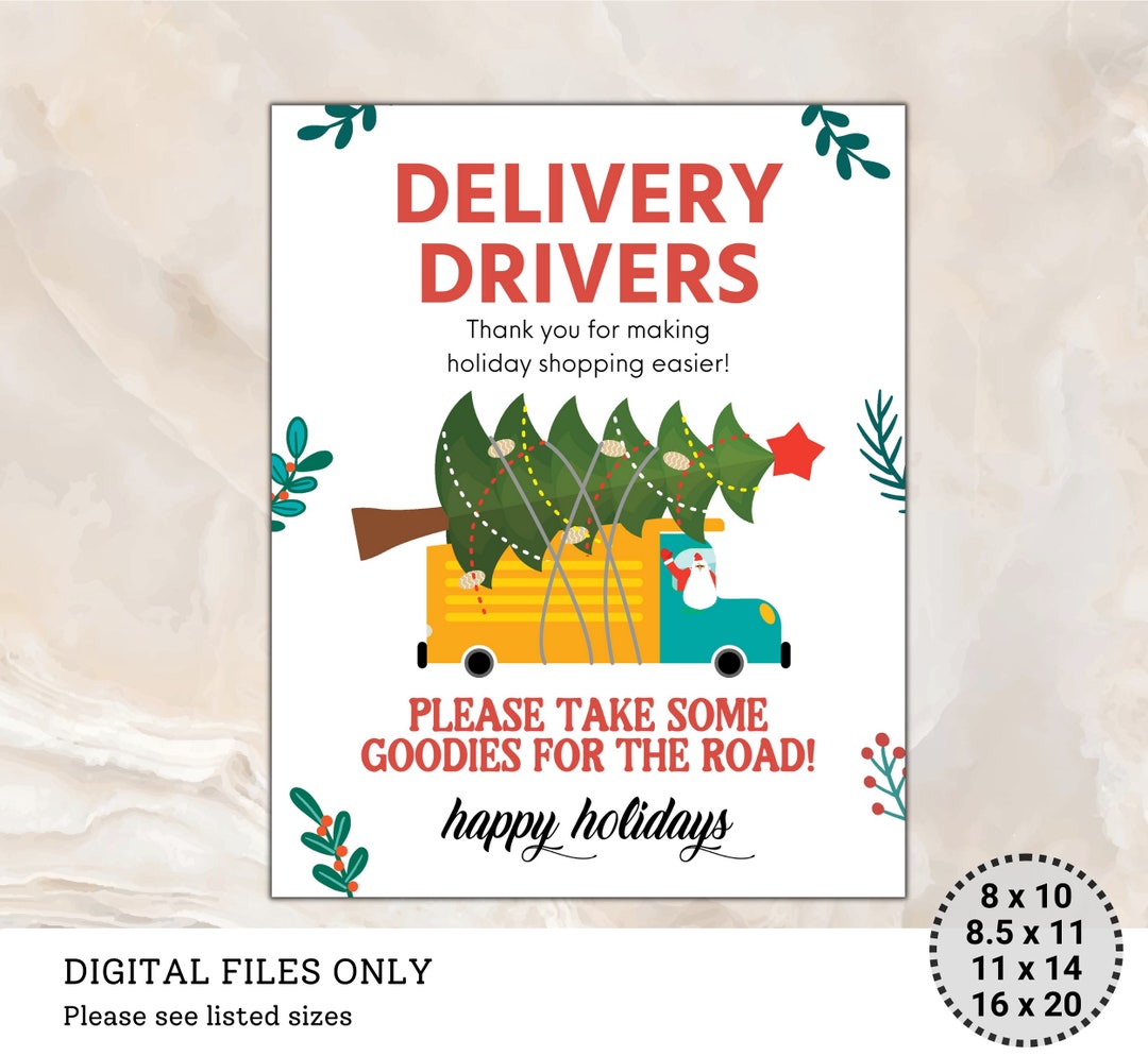 Thank You Delivery Drivers Poster Treat Basket Print - Etsy