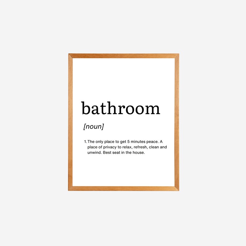 Bathroom Definition Print, Funny Bathroom Wall Art, Guest Bathroom Wall ...
