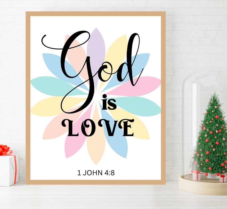 God is Love Bible Verse Print Scriptures Wall Art Christian - Etsy