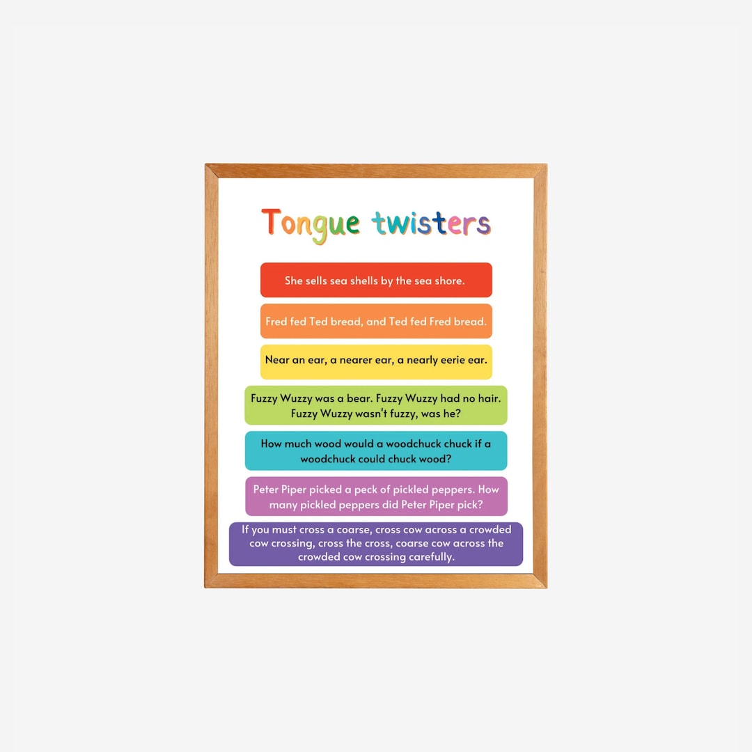 Tongue Twisters Printable Wall Art, Fun Modern Classroom Decor ...