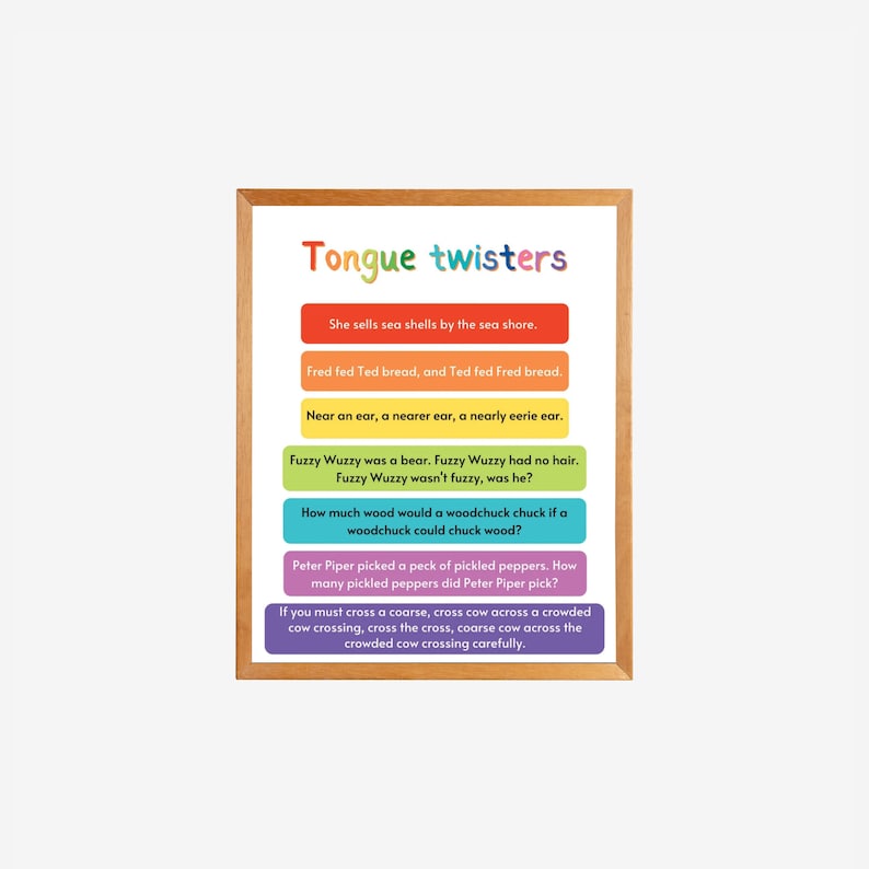 Tongue Twisters Printable Wall Art, Fun Modern Classroom Decor ...