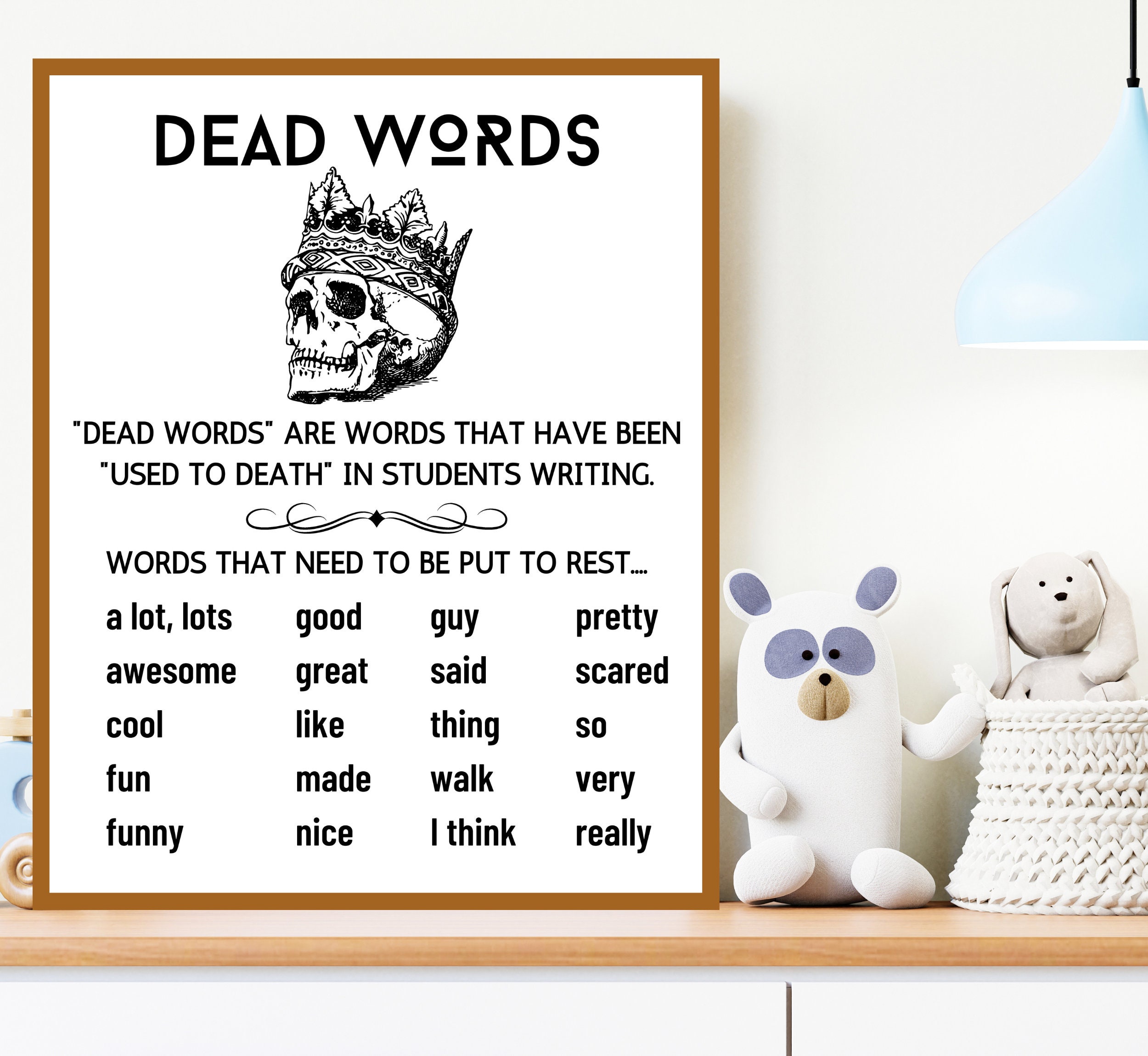 English Classroom DEAD WORDS Poster Literature Print Writing - Etsy