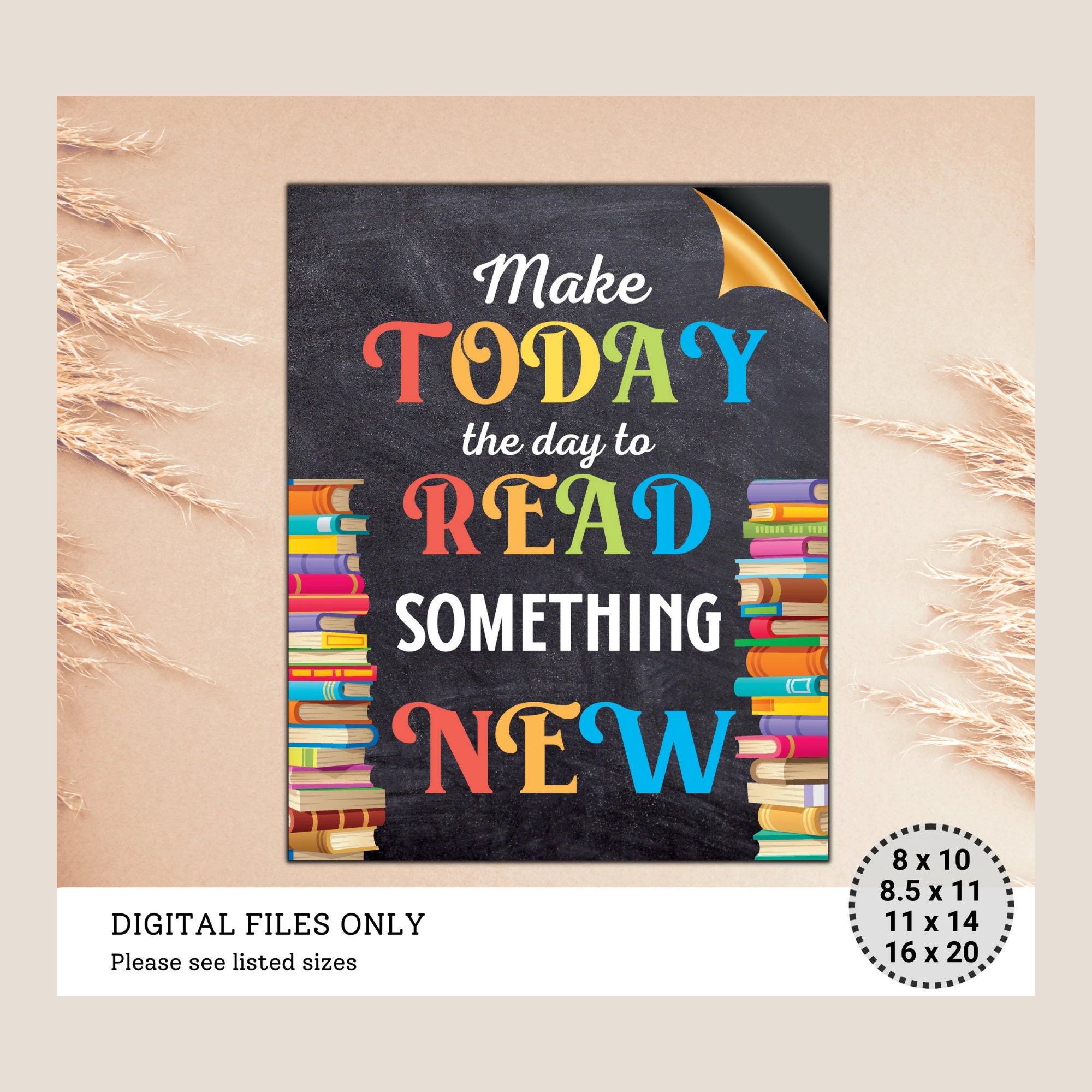 Printable Reading Poster, Welcome Library School Sign, Classroom School ...