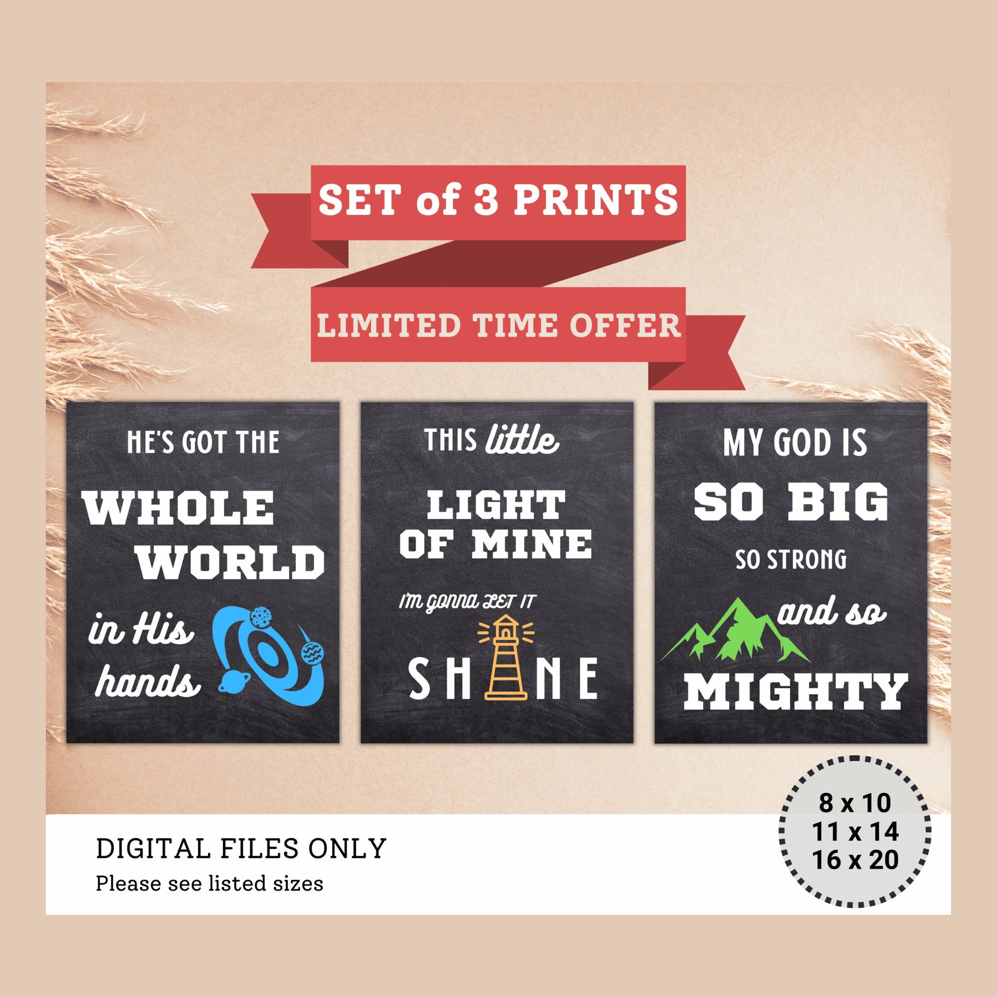 Sunday School Posters, Kids Bible Poster Set, Church Songs, Bible Verse ...