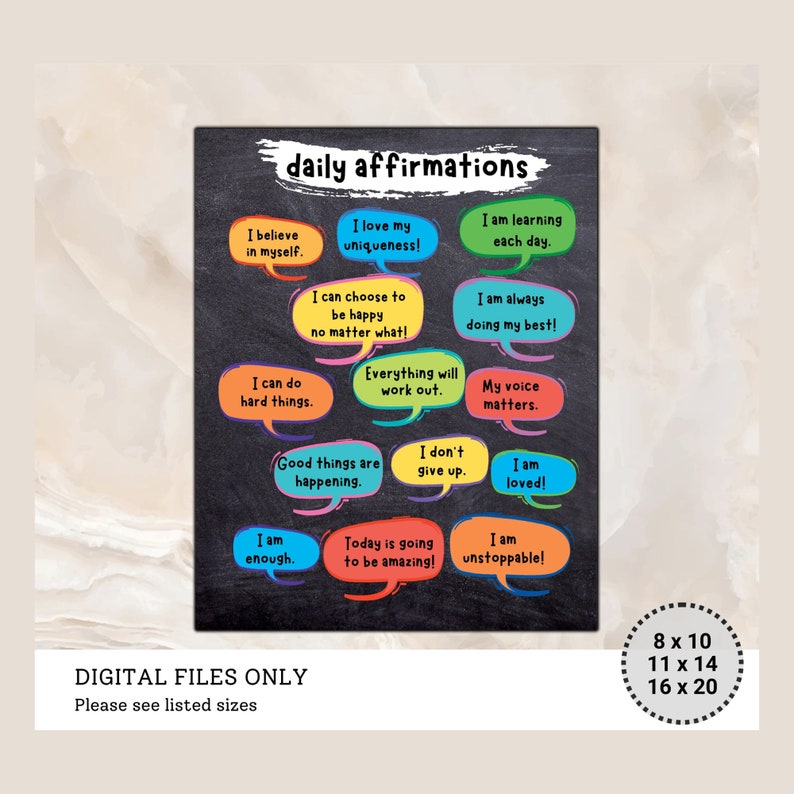 Daily Affirmations Poster, Inspirational Affirmations, Positive ...