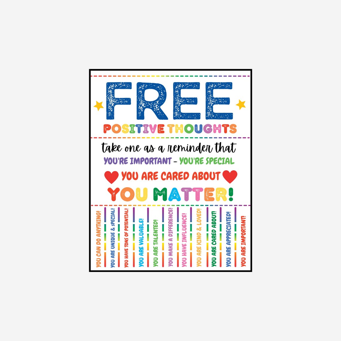 School Counselor Door Sign, Positive Thoughts Tear off Flyer, Classroom ...